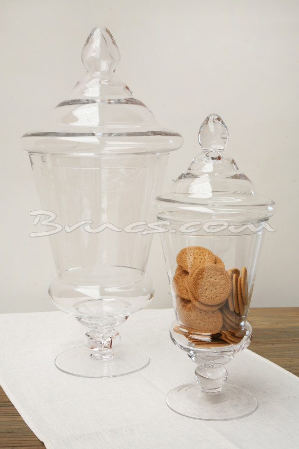 VASES & PLANTERS: LARGE GLASS URN WITH LID