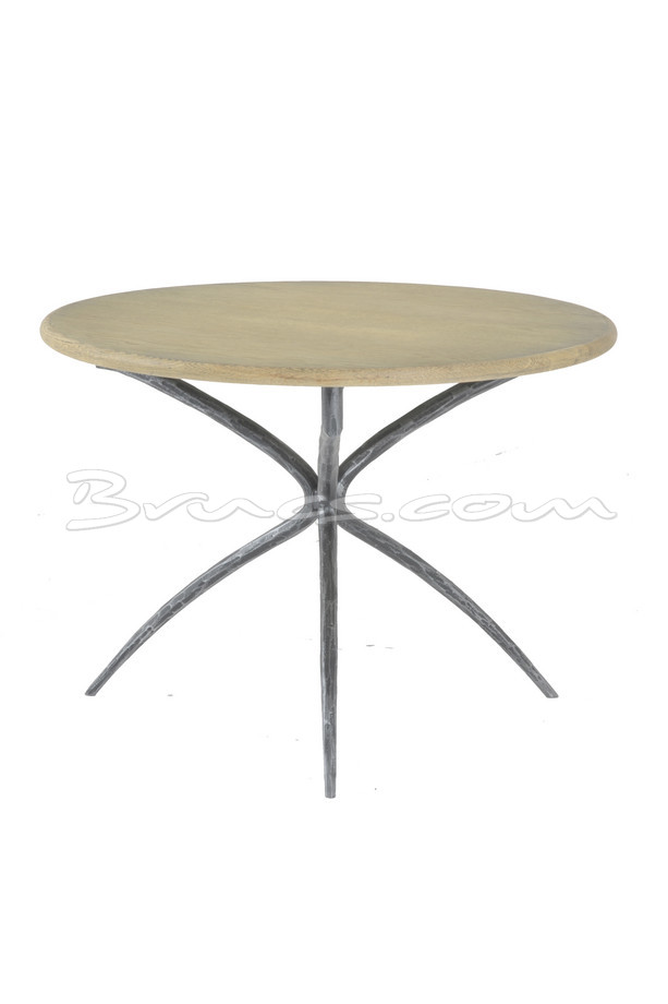 SIDE TABLES: JORGE ROUND ANTIQUE OAK AUXILIARY TABLE