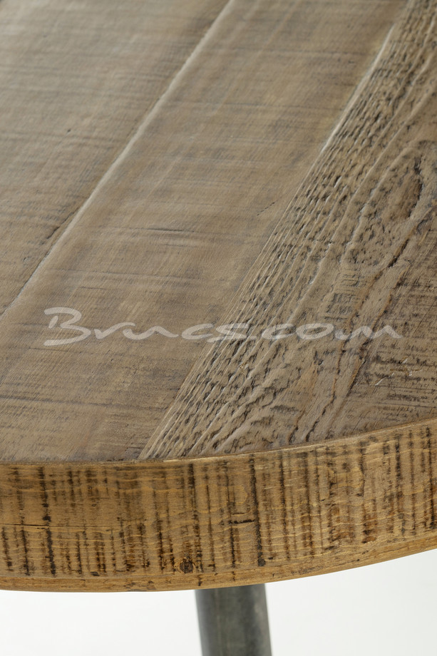 DINING TABLES: ASPE ROUND PINE AND IRON DINING TABLE