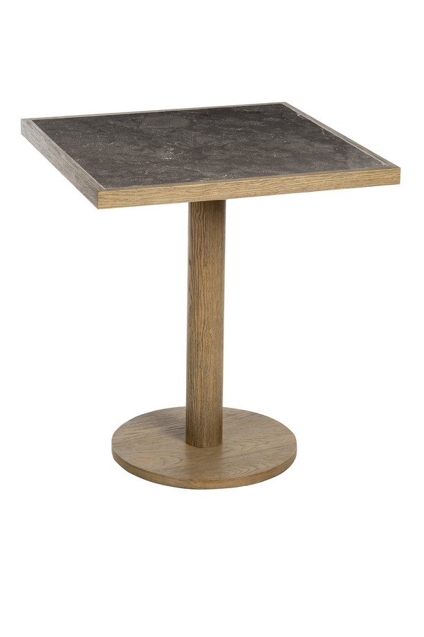 DINING TABLES: LAGOON SQUARE STONE AND OAK DINING TABLE