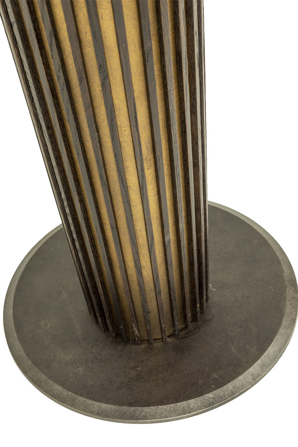 DINING TABLES: LOGAN OAK & BRASS DINING TABLE