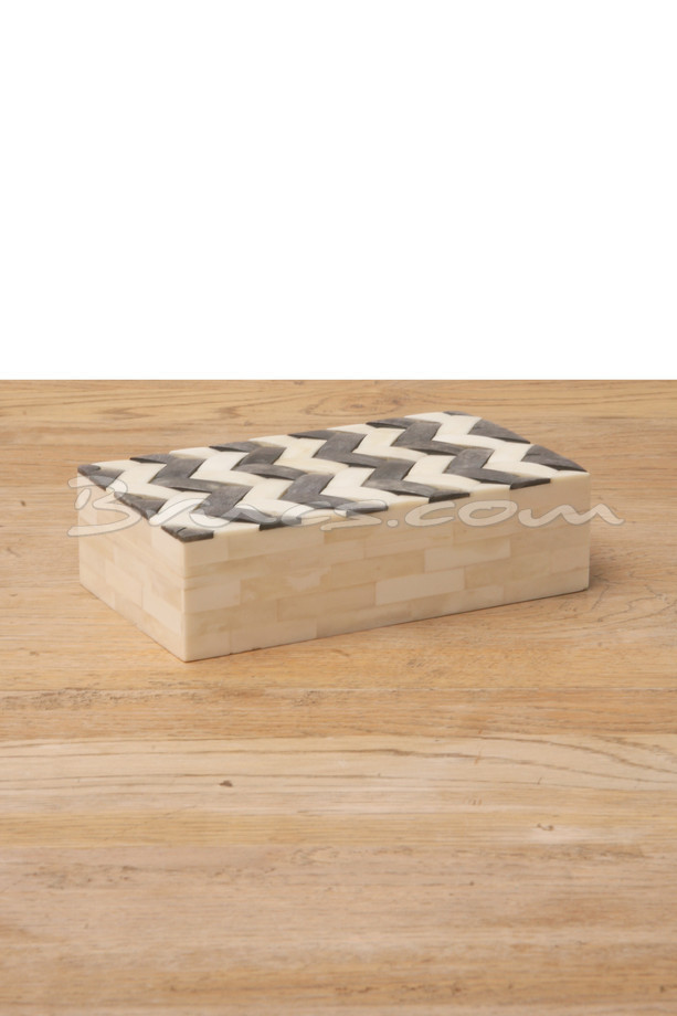BOXES: NATURAL & GREY BONE RECTANGULAR BOX
