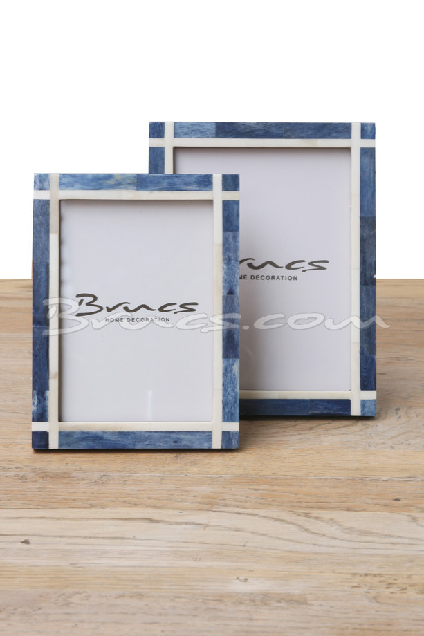 PHOTO FRAMES: 13x18 cm WHITE & BLUE BONE PHOTO FRAME