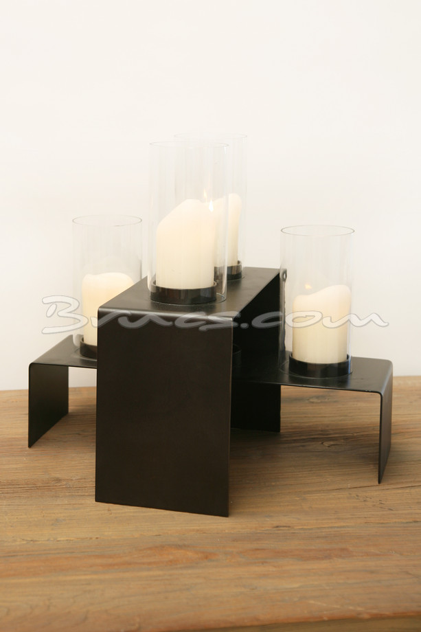 CANDLE HOLDERS & LANTERNS: IRON SLEEK CANDLE STAND 2 PILLARS