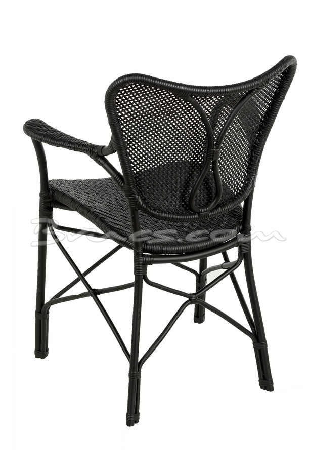 CHAIRS: ARCADE BLACK RATTAN CHAIR WITH ARMS