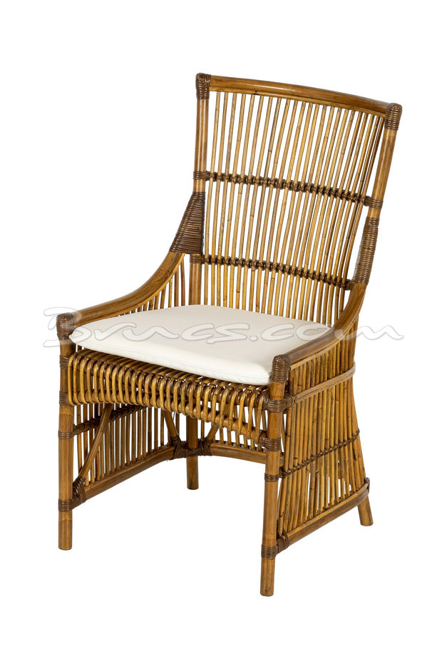 CHAIRS: MUROS ANTIQUE RATTAN CHAIR WITH CUSHION
