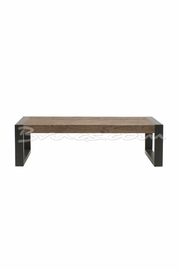 SIDE TABLES: TER RECTANGULAR OAK AND IRON COFFEE TABLE